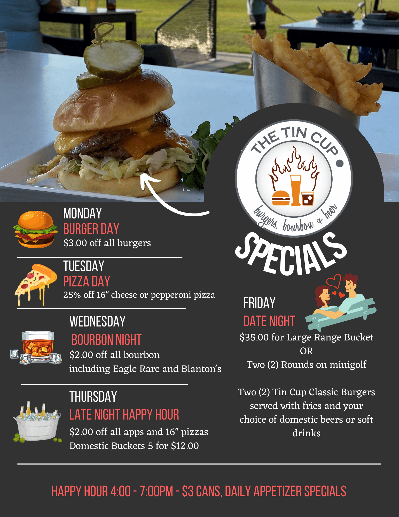 The Tin Cup - Burgers, Bourbon, & Beer - World of Golf